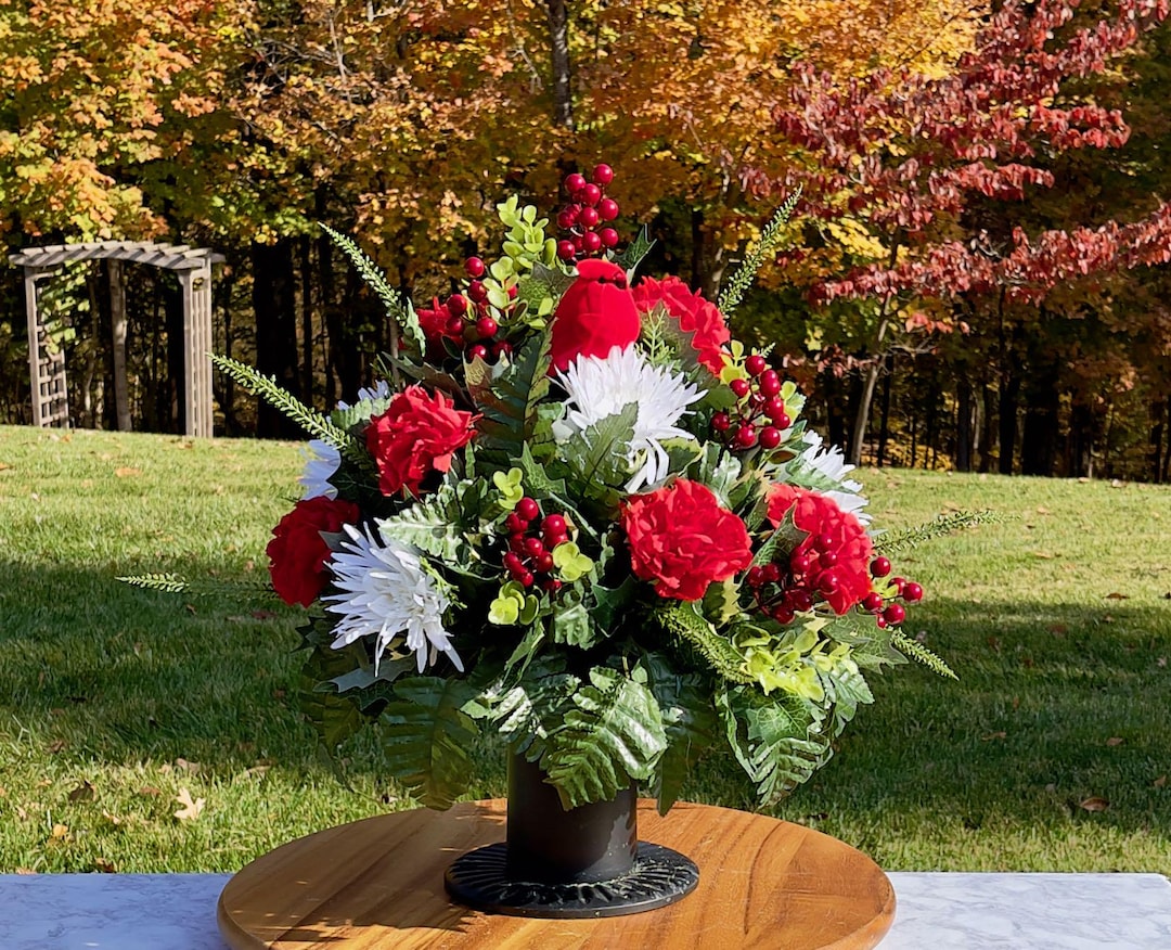 Redbird Cardinal Christmas Cemetery Vase, Vase, Memorial Cemetery Vase ...