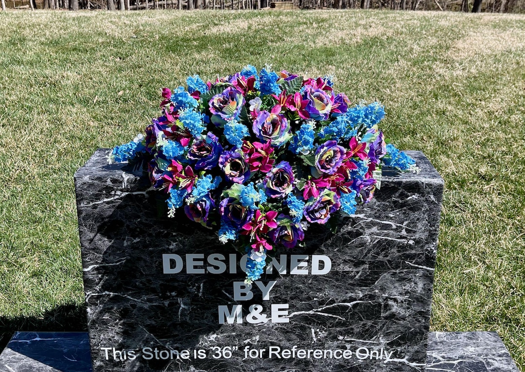 Rainbow Roses Cemetery Saddle: Double Headstone Decoration - Etsy
