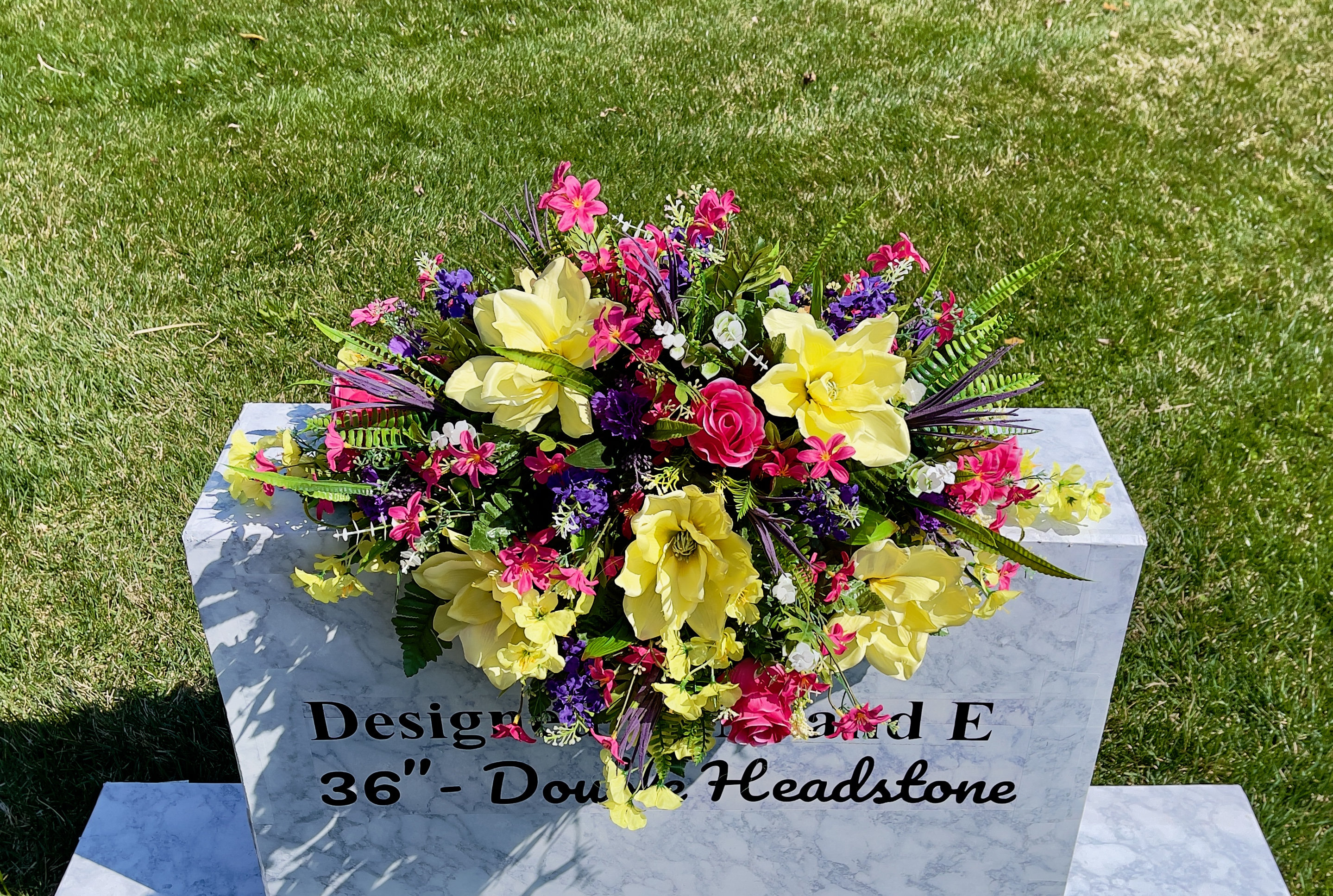 Pink-Yellow and Purple Quality Cemetery Saddle, Cemetery Flower ...