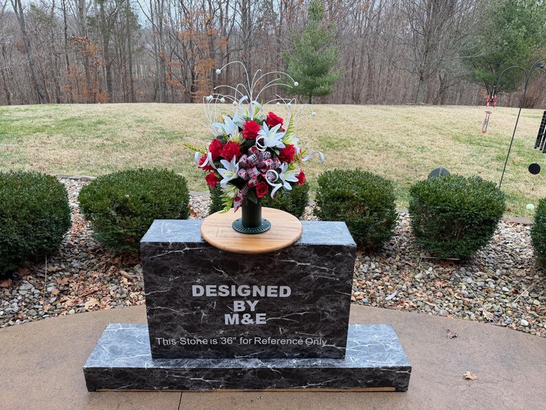 Valentine Cemetery Vase With Swirls and Bow, Cemetery Arrangement ...