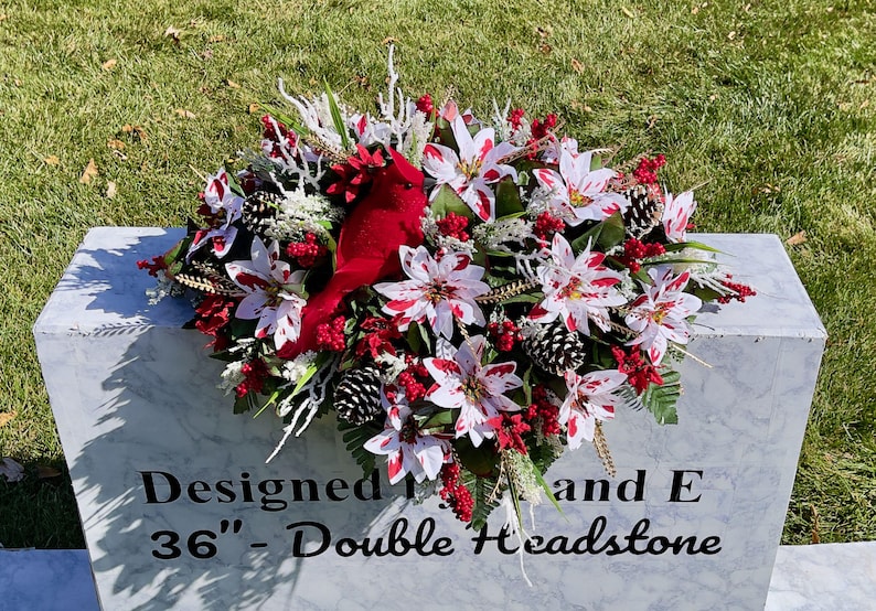 Redbird/cardinal Christmas Cemetery Saddle, Variegated Flowers, Winter ...