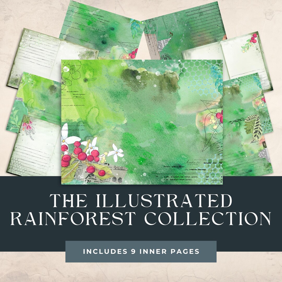 Rainforest Art Journal Kit, Printable Ephemera Pack, Hand-painted ...