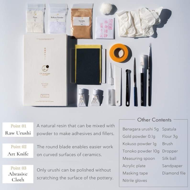 Traditional Kintsugi Repair Kit - Basic - Food Safe, Genuine Gold ...