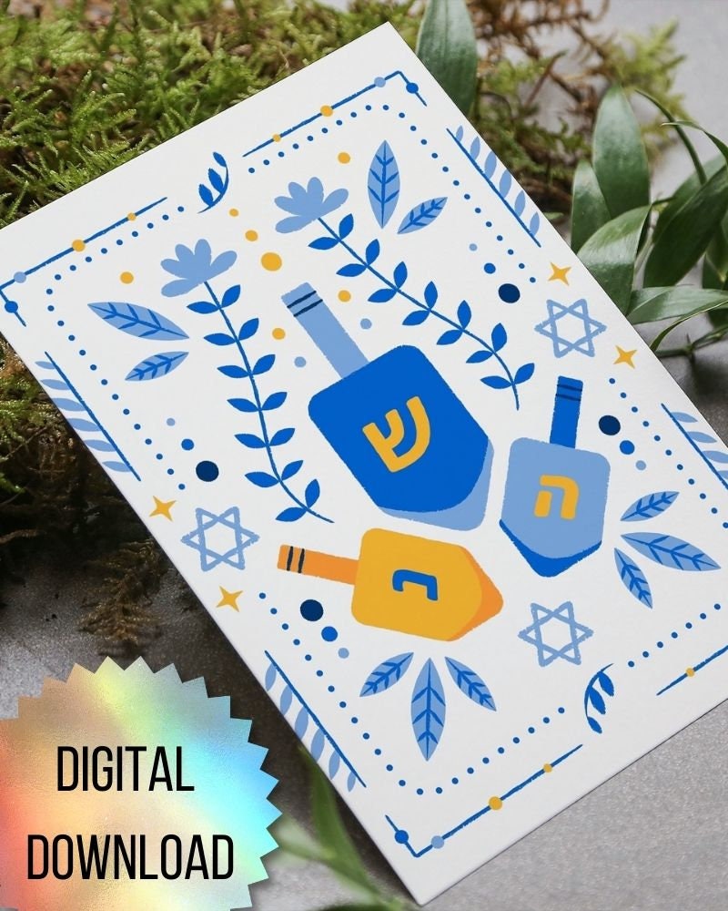 Happy Hanukkah Modern Digital Art Set, Chanukah, Jewish, Decorations ...