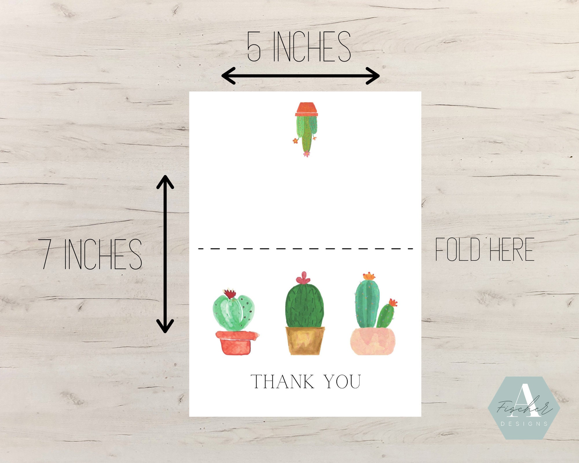 Cactus Thank You Card, Thank You Card Printable, Cactus Card, Thank You ...