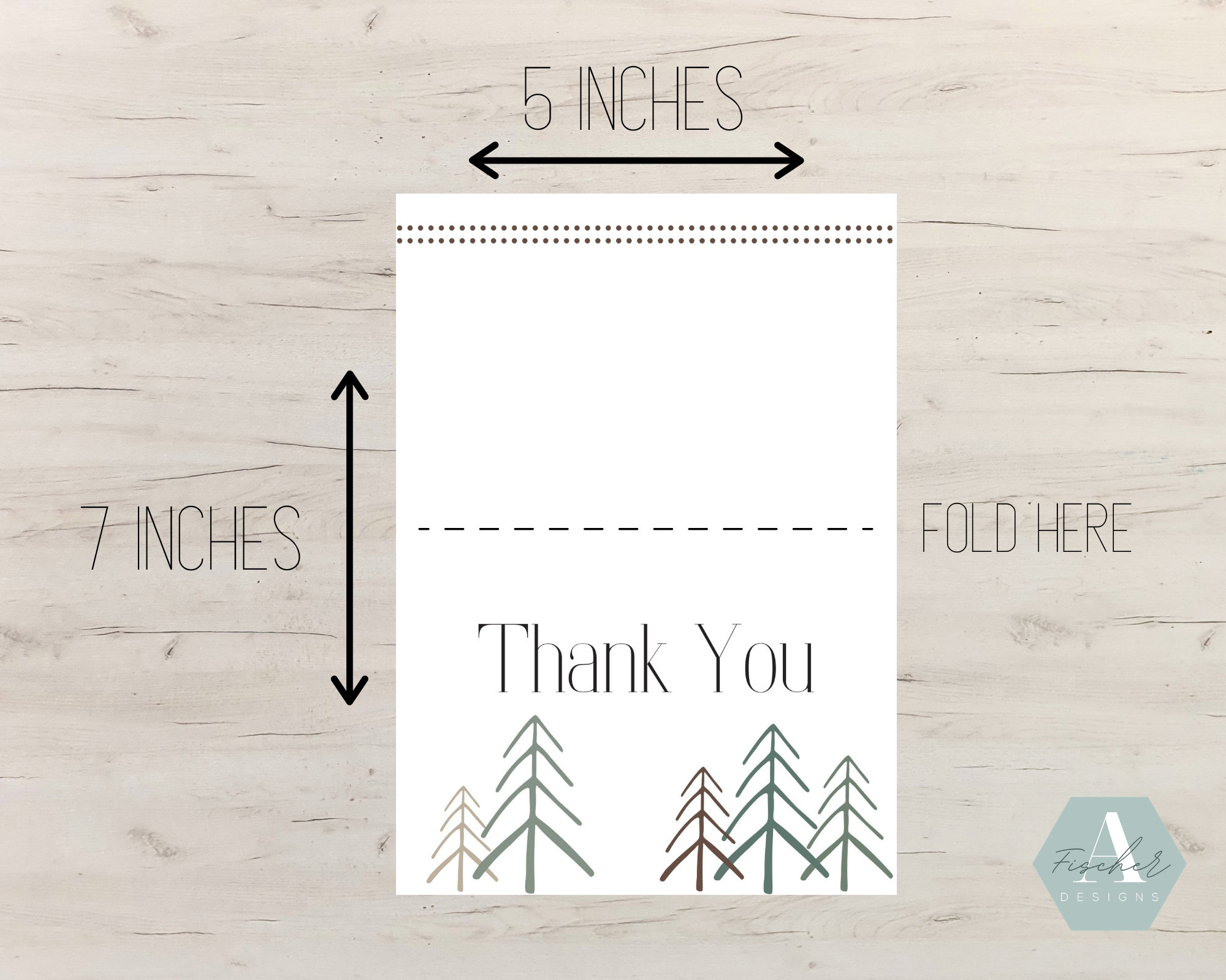 Pine Tree Thank You Card, Thank You Card Printable, Tree Card, Thank ...