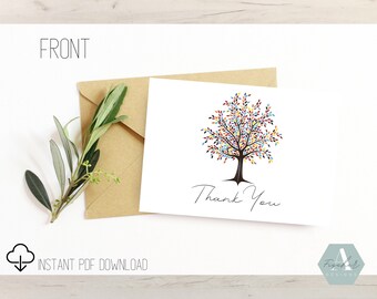Printable Thank You Card, Digital Card, Instant Download Greeting Card ...