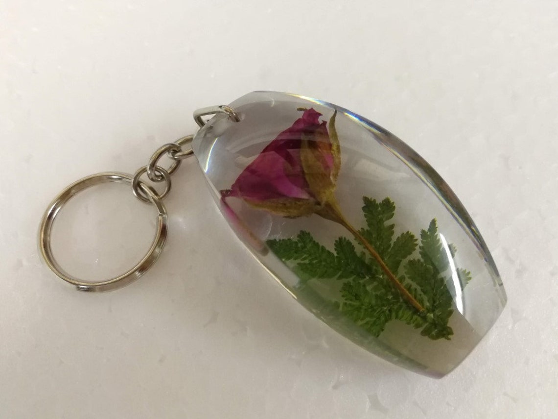 Real Rose in Resin Key Chain - Etsy