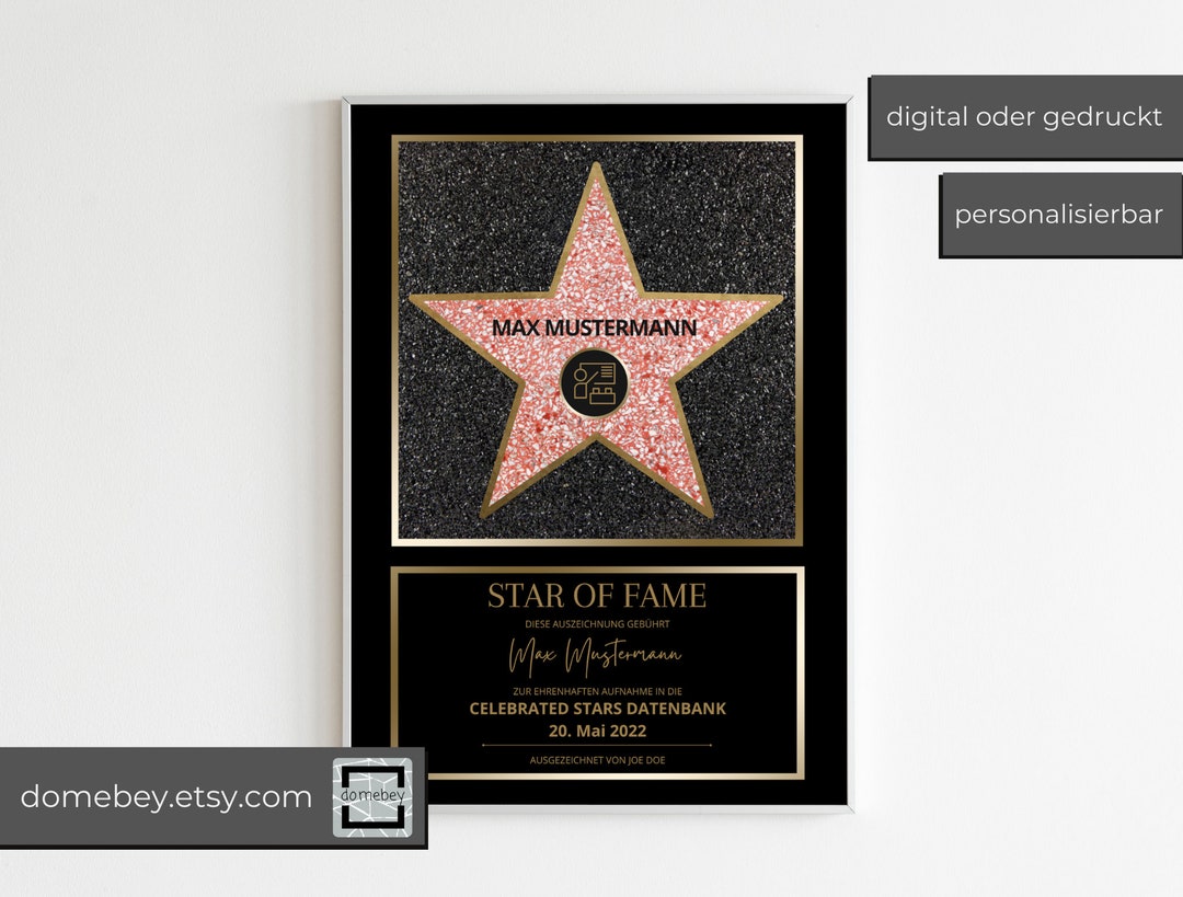 Star of Fame Hollywood Poster - Digital or Print, Gift Boyfriend ...
