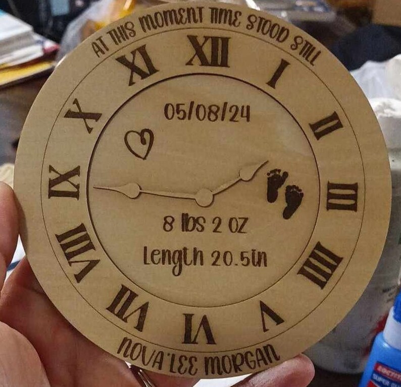 Baby Announcement Sign, Baby Clock With Name, Personalized Baby, Length ...