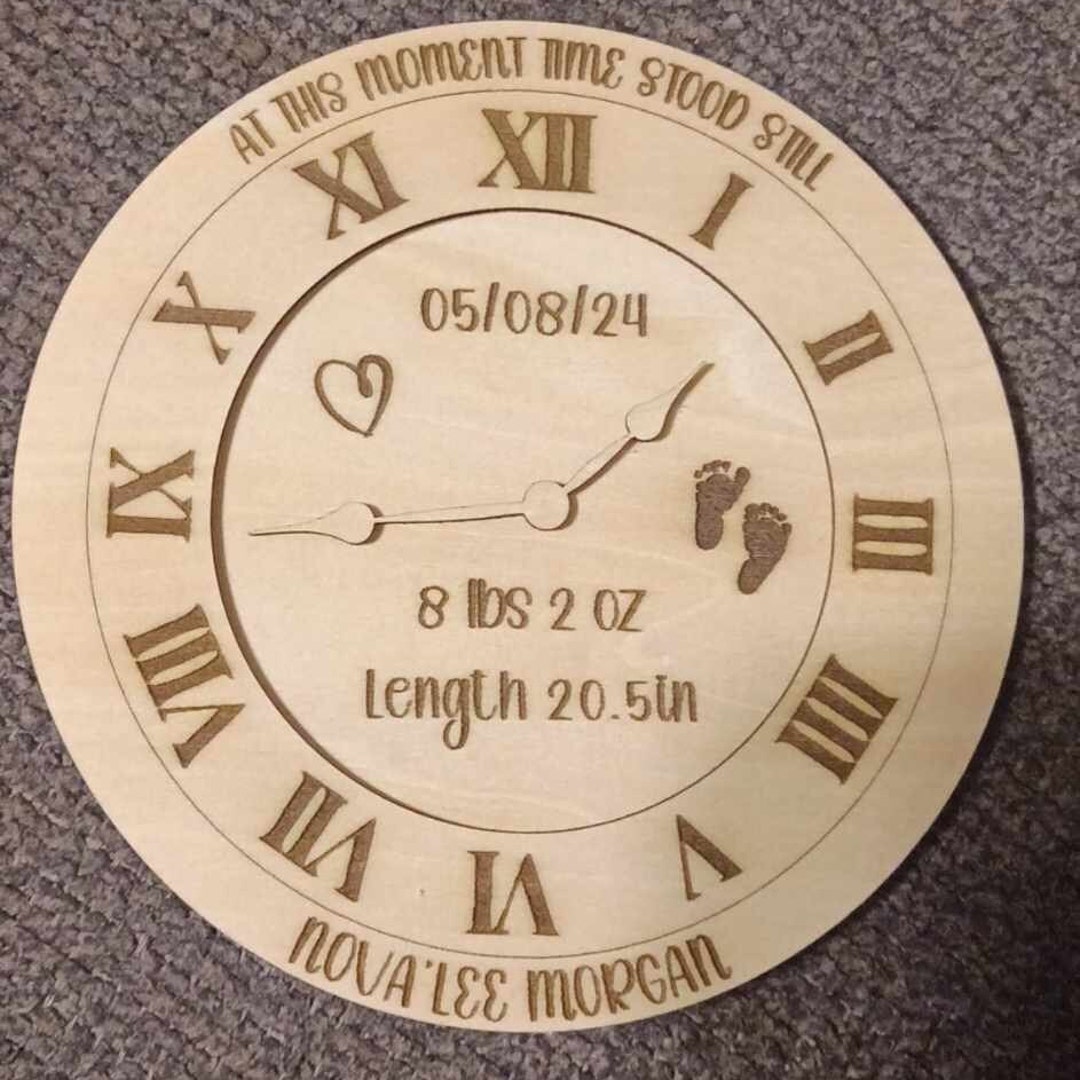 Baby Announcement Sign, Baby Clock With Name, Personalized Baby, Length ...