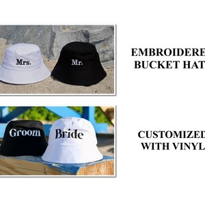 Bride Groom Embroidered Bucket Hats Wife Husband Honeymoon Trip Bucket ...