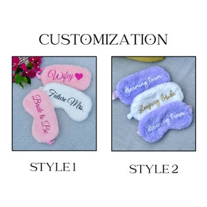 Bridesmaid Fuzzy Eye Mask Maid of Honor Gift Sleep Mask Matching Sleep ...