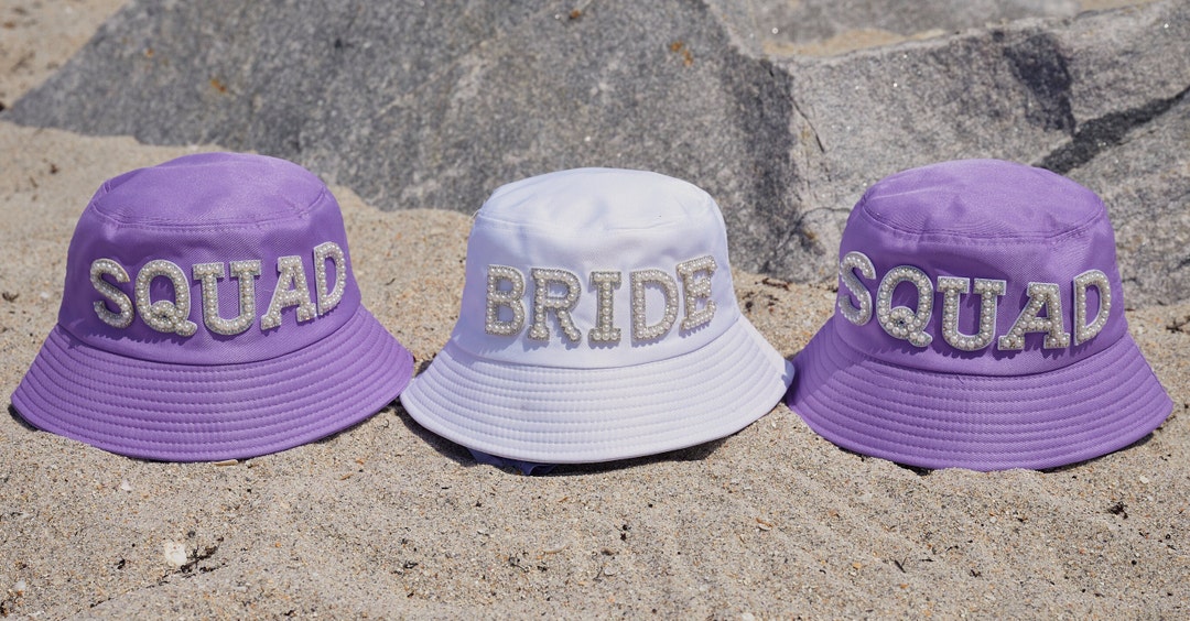 Bride Squad Tribe Pearl Bucket Hat Personalized Bridesmaids Gifts ...