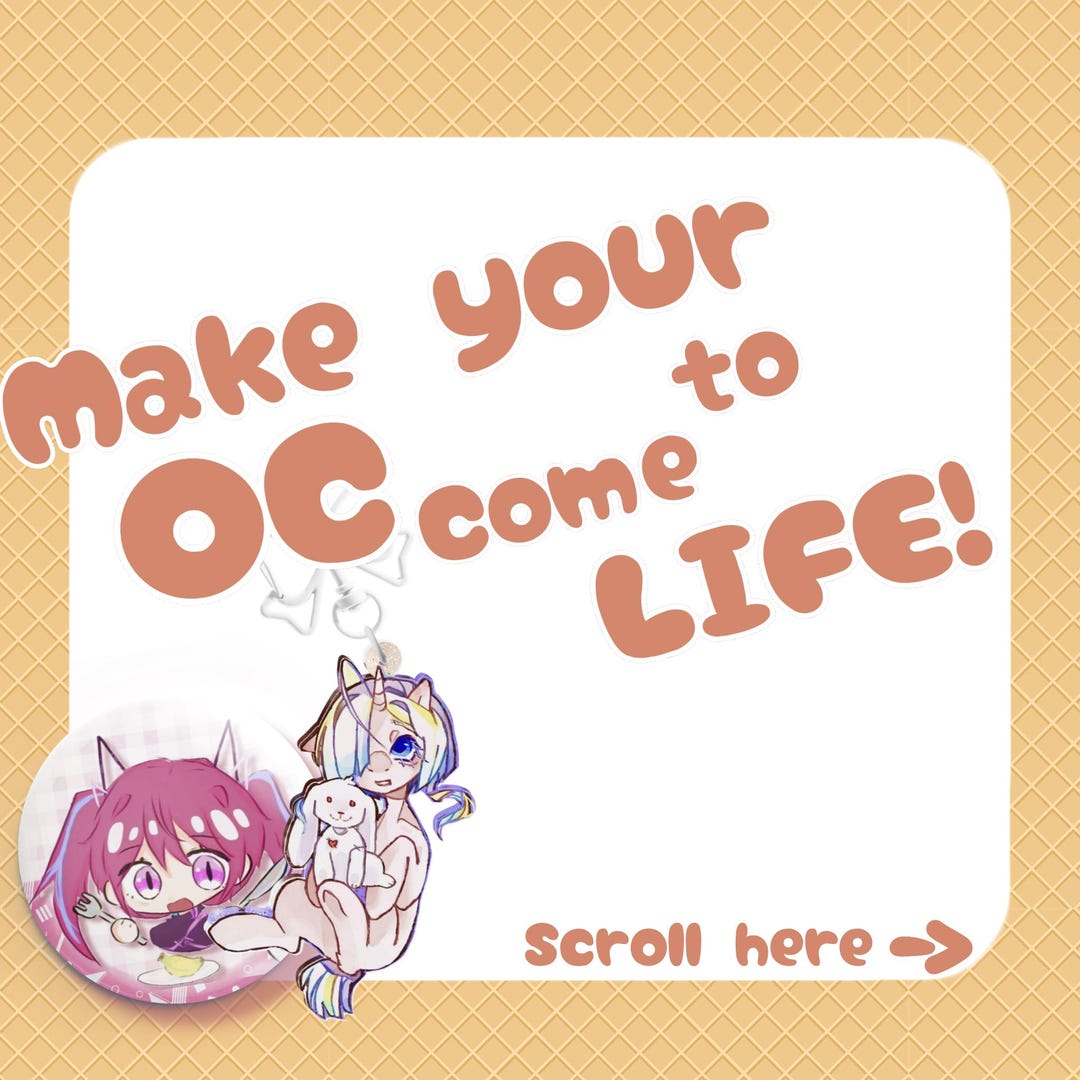 Bring Your OC to Life! Custom OC Character Merch Package | Notecard ...