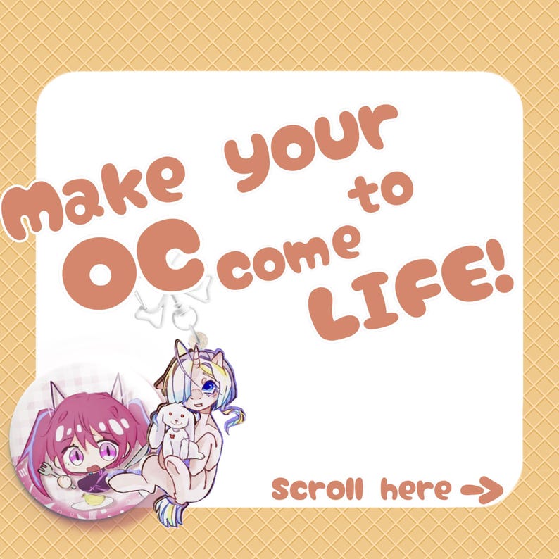 Bring Your OC to Life! Custom OC Character Merch Package | Notecard ...