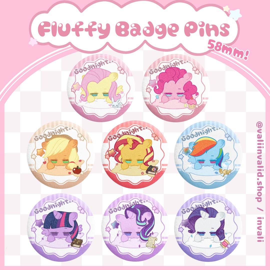Pony Sleepy Time Squishy 58mm Fluffy Pin Badge Button Vol. 1 | MLP ...