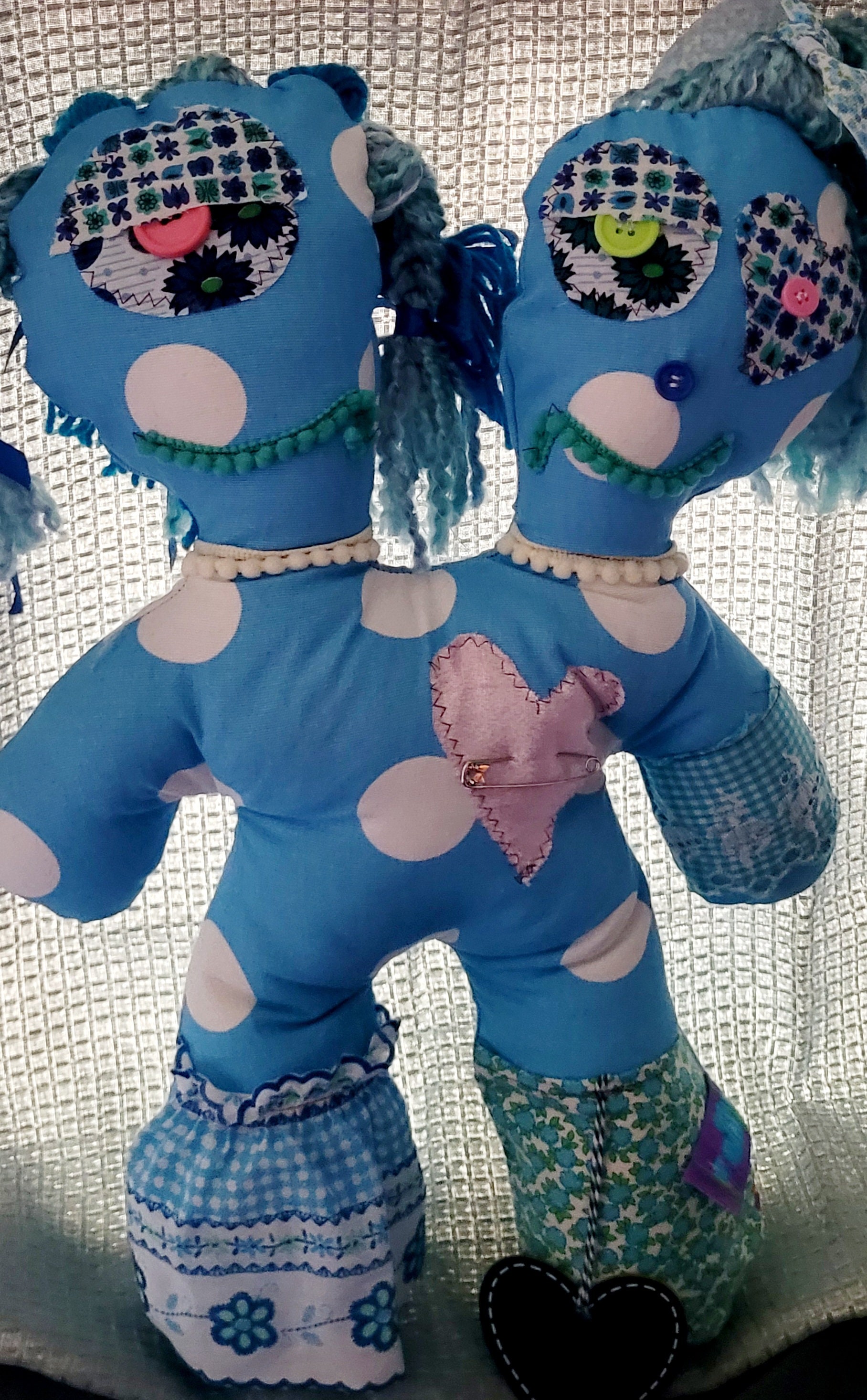 Siamese Twins Voodoo Dammit Dolls. Cyclops. Blue / White Poka Dot ...