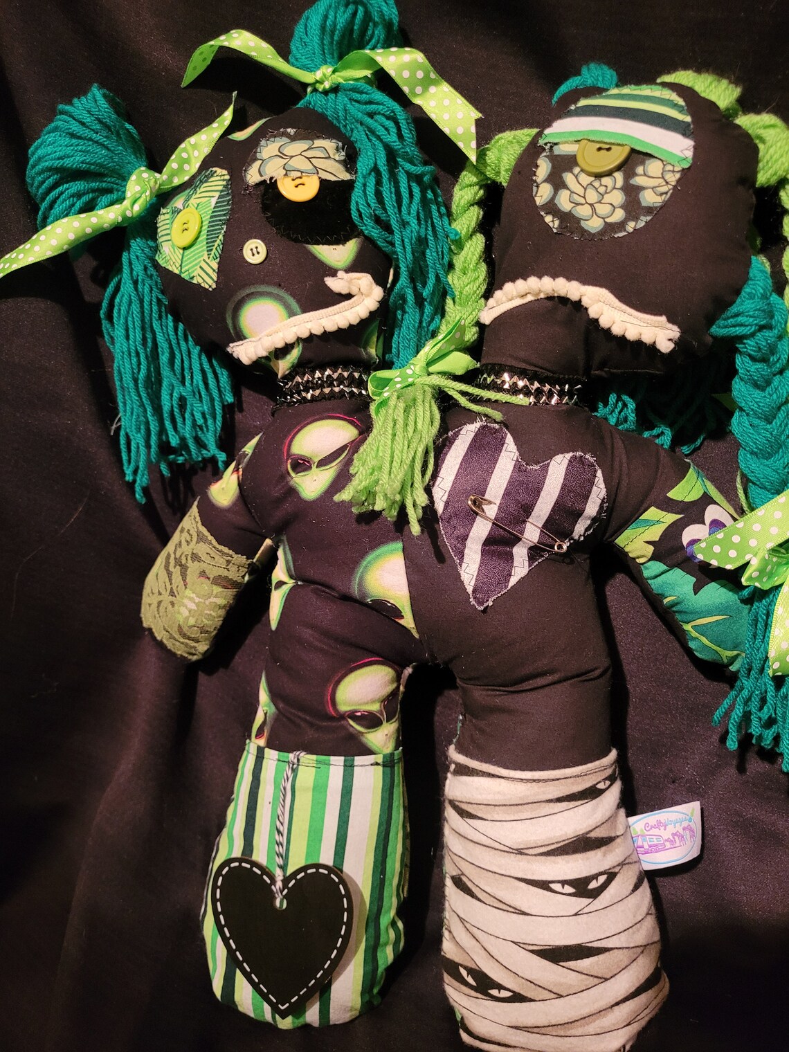 Siamese Twins Intention/ Dammit Dolls Voodoo Therapy Doll Horror Green and Black Aliens - Etsy
