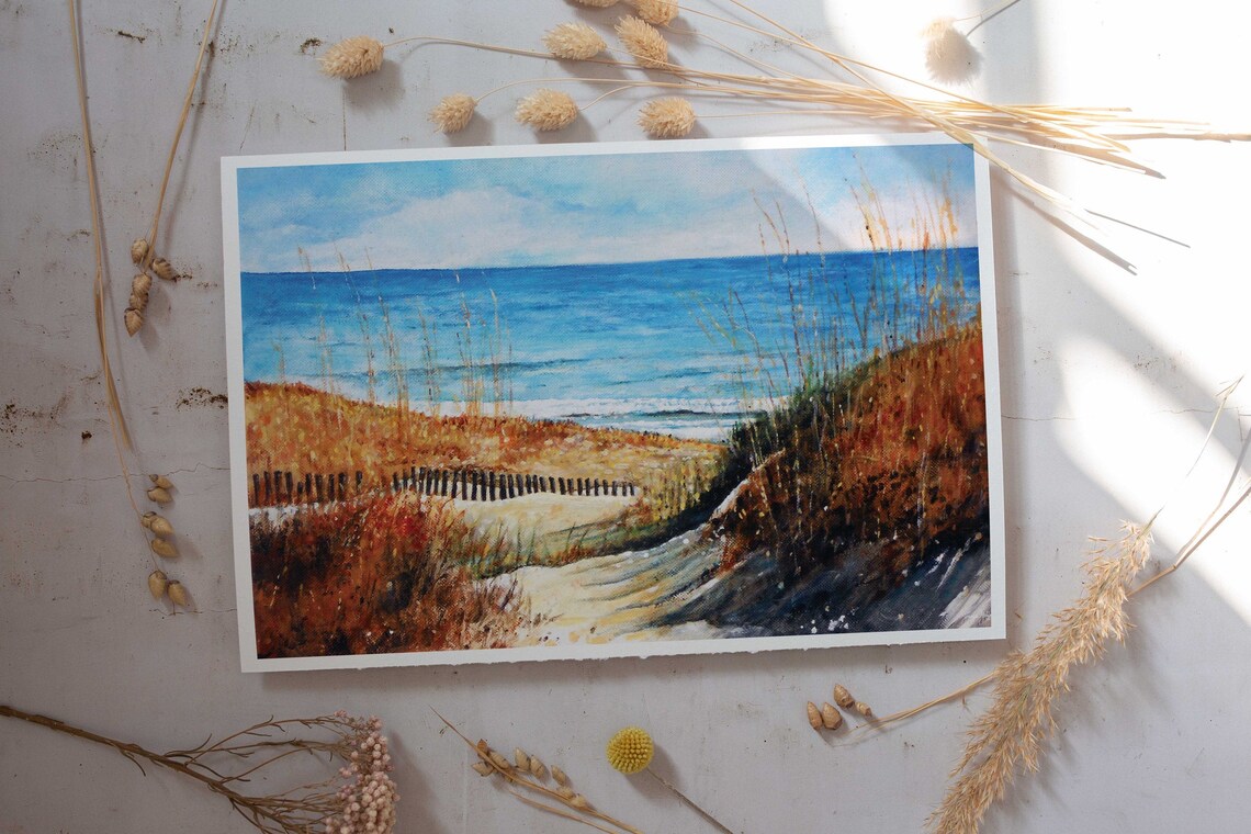 Beach Sand Dunes Art Print Sand Dunes Art Beach and Coastal | Etsy