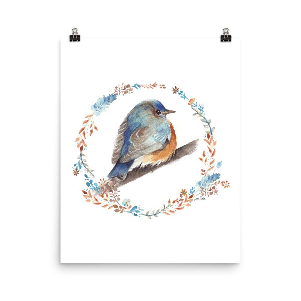 Eastern Bluebird Art Print, Watercolor Bluebird, Bluebird, Bluebird Art ...