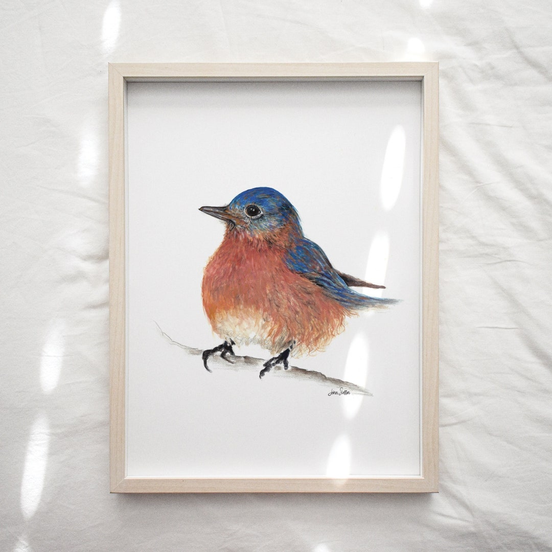Bluebird Print, Bluebird Art Print, Painting of Bluebird, Bluebird ...