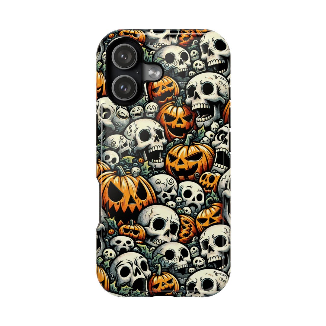 Halloween Skull Pumpkin Phone Case, Spooky Cover, Fall Accessories ...