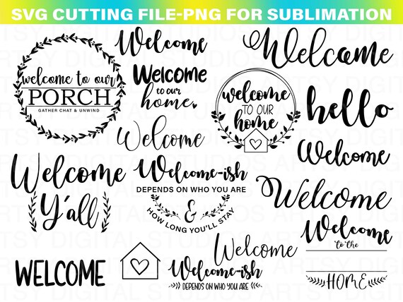 Welcome Svg Bundle Hand Lettered Welcome Sign Svg Welcome - Etsy