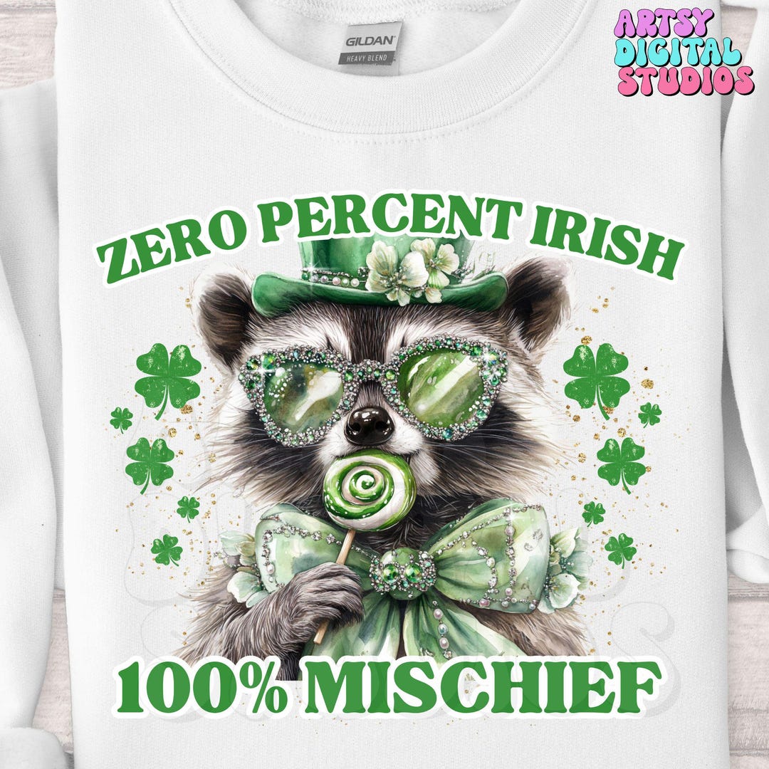 Funny Raccoon St. Patrick's Day PNG: Retro Irish Design (digital ...