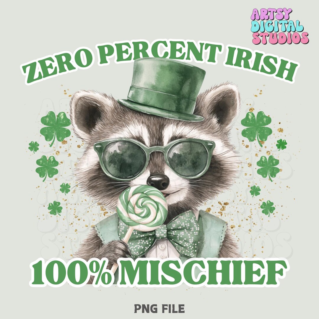 St. Patrick's Day Png: Funny Raccoon Png, Retro St Patricks Day PNG ...