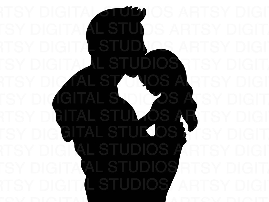 Father Daughter Silhouette SVG: Dad & Girl Shirt Cut File (digital ...