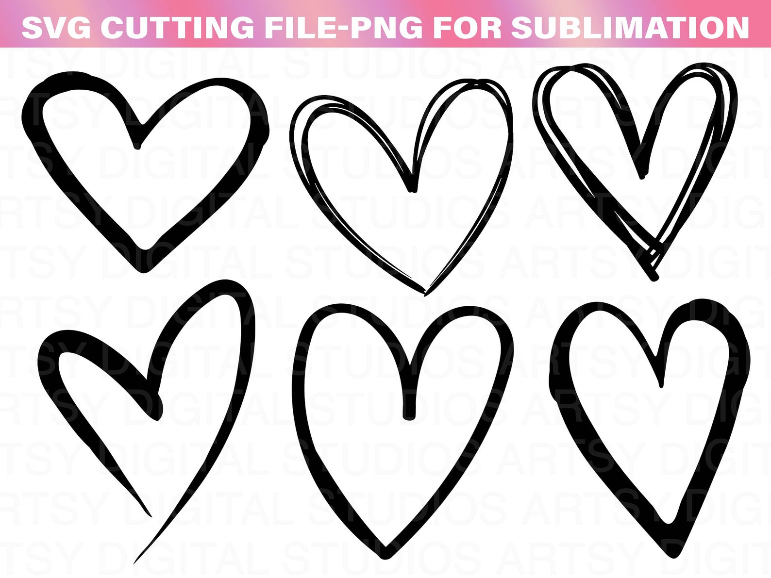 Heart Bundle Svg, Sketch Heart Svg, PNG, Cricut, Cricut Svg, Silhouette ...