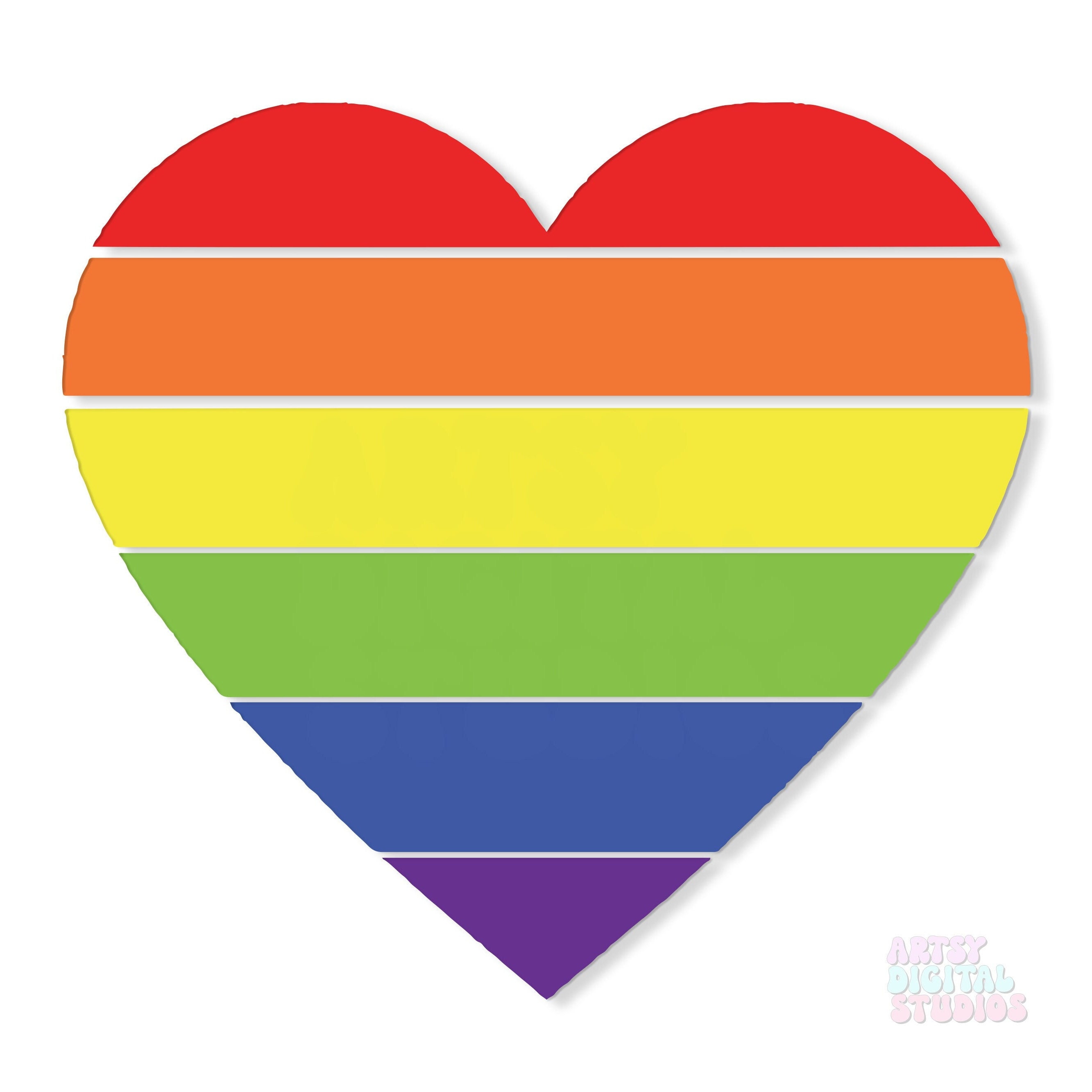 Rainbow Heart SVG Pride Month Design LGBTQ Rainbow Stripes DIY Love ...