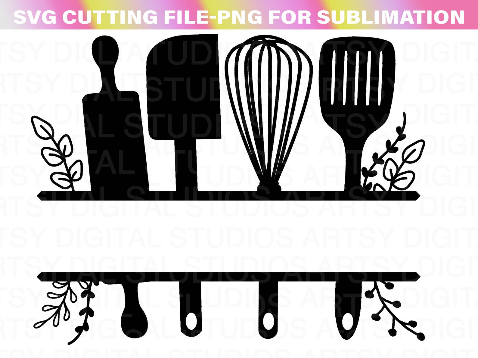 Kitchen Split Frame SVG Cooking Monogram Svg Kitchen - Etsy