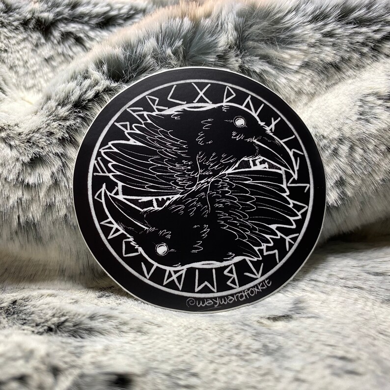 Huginn & Muninn Runic Circle Odins Ravens - Etsy