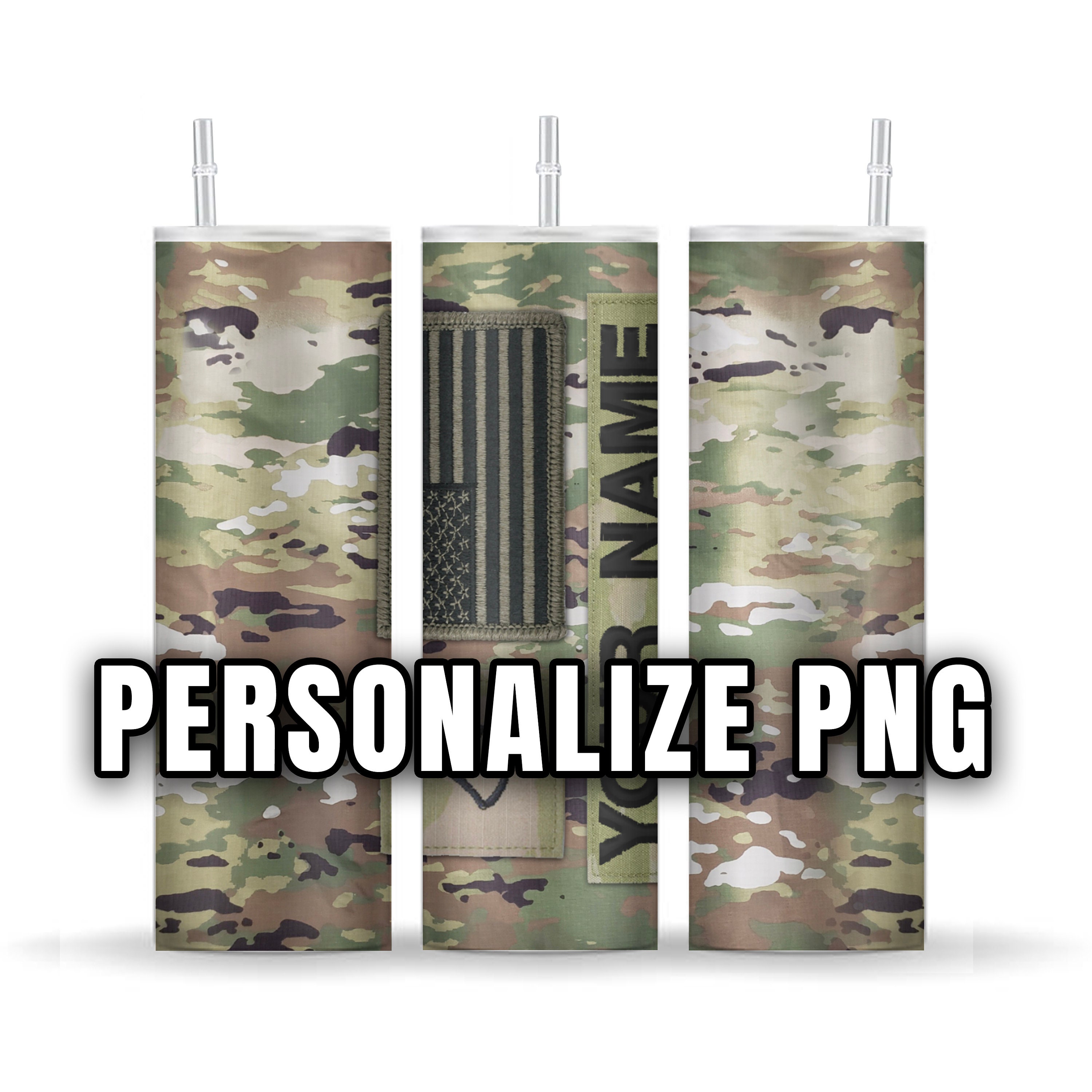 US Army Name & Rank PNG 20oz Skinny Tumbler Personalize Sublimation ...