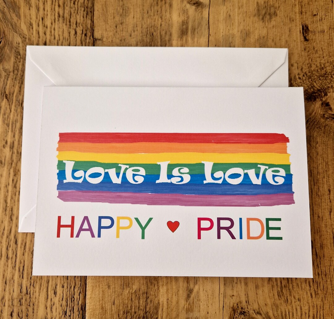 Happy Pride Greetings Card LGBT Card Love is Love Gay Card Gay Pride ...