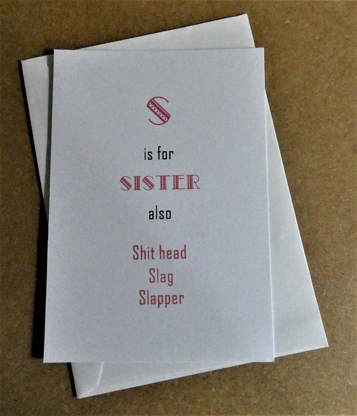 Funny Rude Sister Birthday Greetings Card S is for Sister - Etsy UK
