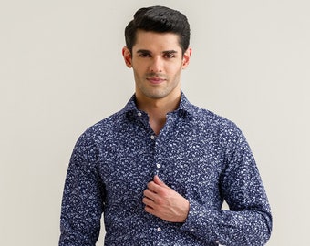 Men's Fashion Dress Shirt - Elegant Flocked Meander Pattern - Baldelli ...