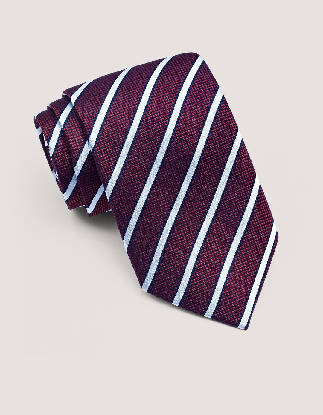 Necktie | Maroon Regimental Silk Tie | Gift for Man, Unique Men's Tie ...