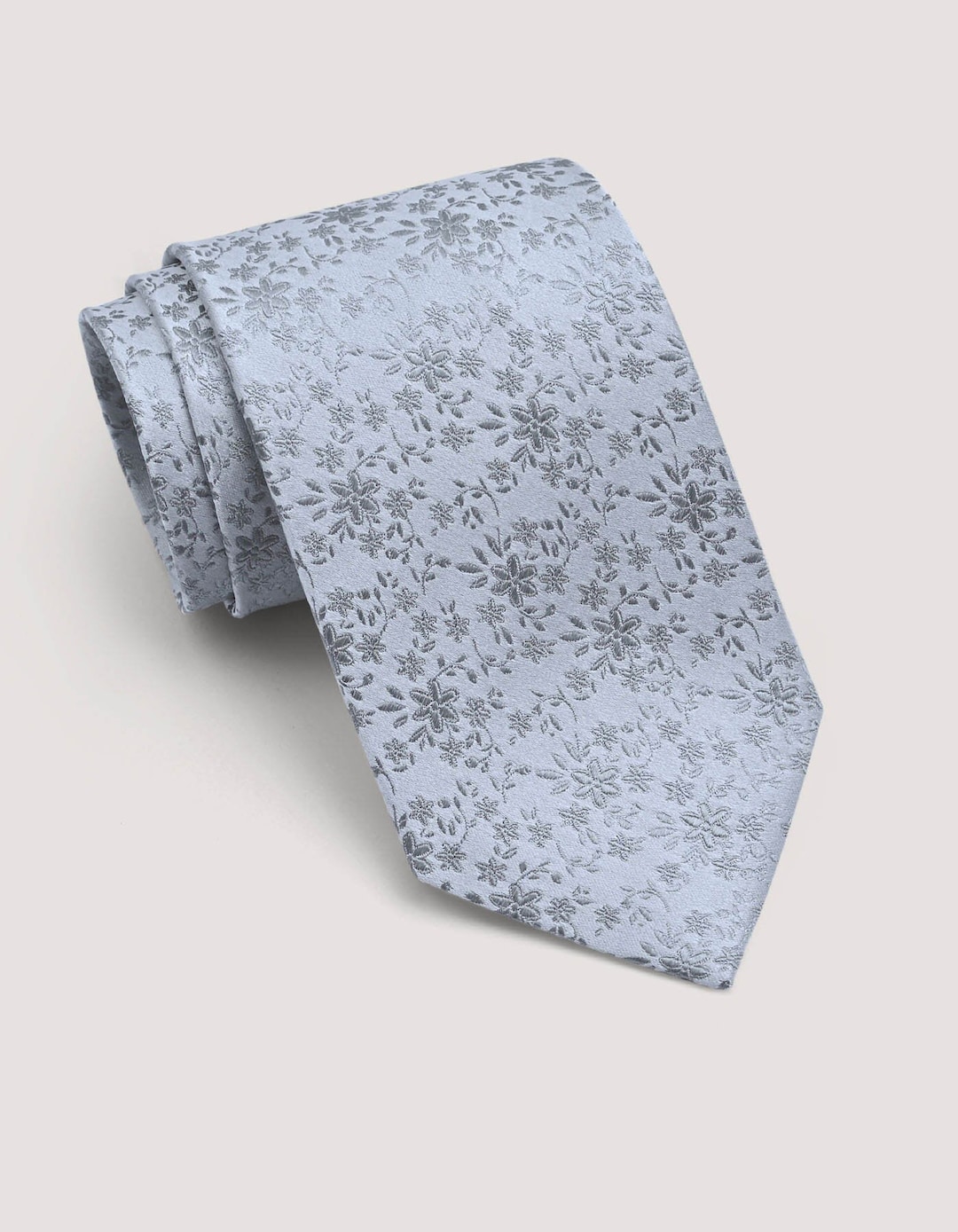 Silver Floral Silk Necktie: Elegant Men's Tie - Etsy