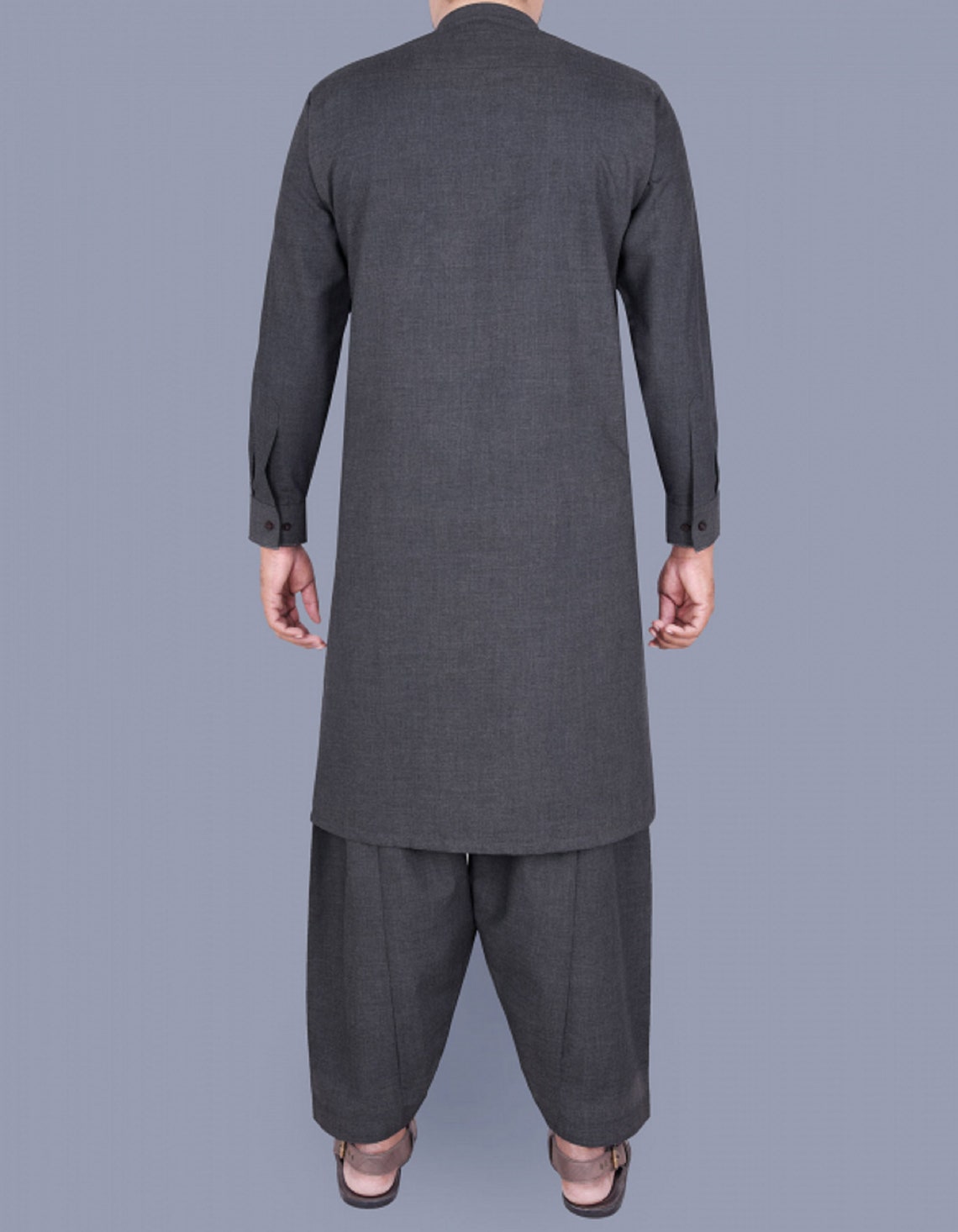 Pakistani Style Mens Handmade Charcoal Plain Shalwar Kameez New ...
