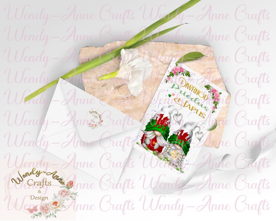 Cute Welsh Gnomes Wedding Card, Diwrnod Priodus Hapus, Welsh Wedding ...