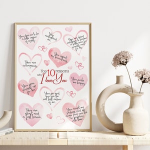 Top 10 Reasons Why I LOVE YOU Valentine's Day Gift. Printable ...