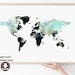 Printable Gold and Blue World Map Print. Modern Watercolor World Map ...