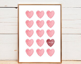 DIY Wall Decor With Watercolor Hearts. Heart Sign Printable | Etsy
