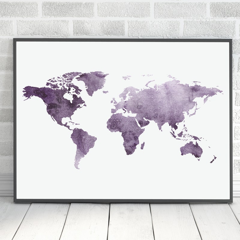 Purple World Map - Etsy