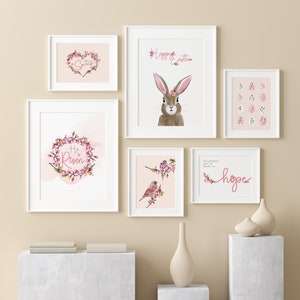 Pastel Pink Spring and Easter Printable Gallery Wall Set. Printable ...
