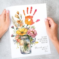 Teacher Appreciation Handprint Art: Floral Bouquet Coloring Page (PDF ...