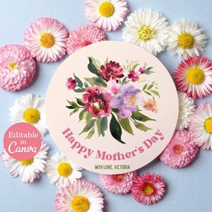 Printable Mother's Day Circle Sticker Gift Tag Template. Editable ...